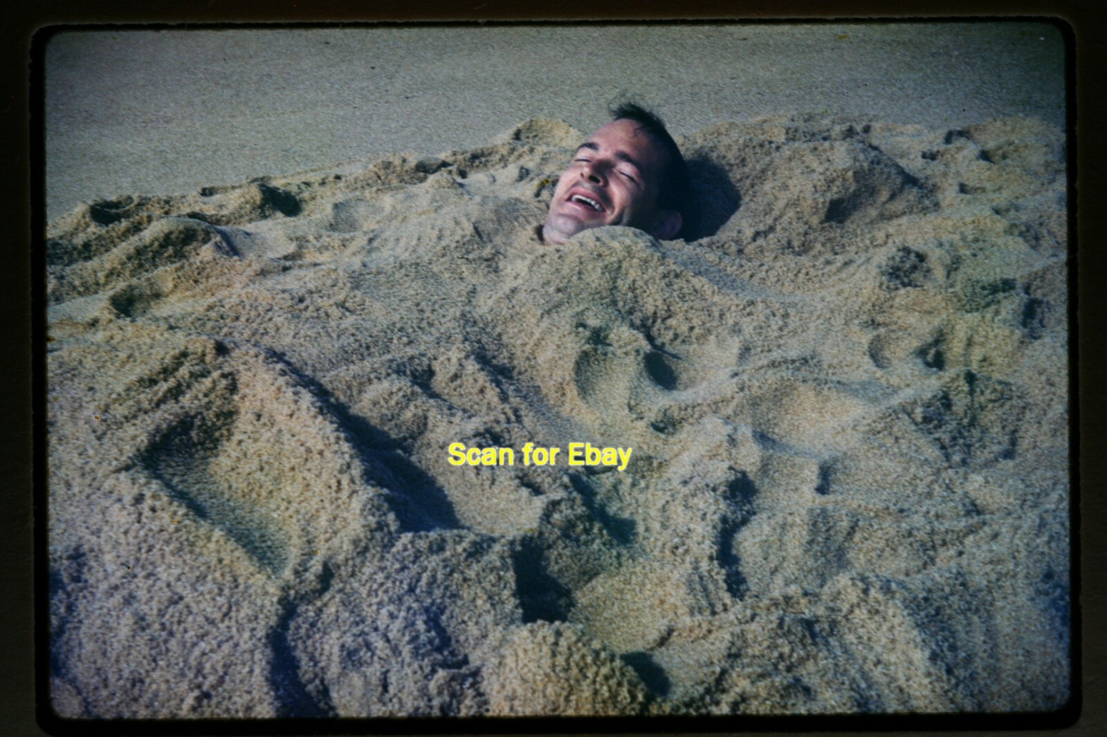 Man Buried in Sand at a Beach in 1962, Kodachrome Slide aa 15-22a | eBay