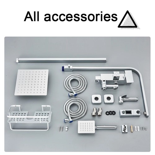 Rainfall Bathroom Shower Faucet Kit With Bidet Wall Mounted Stainless ...