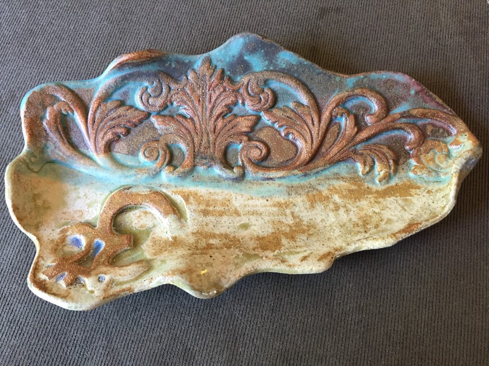 Hand made ceramic platter, Clay Om tray, Om pottery plate | eBay