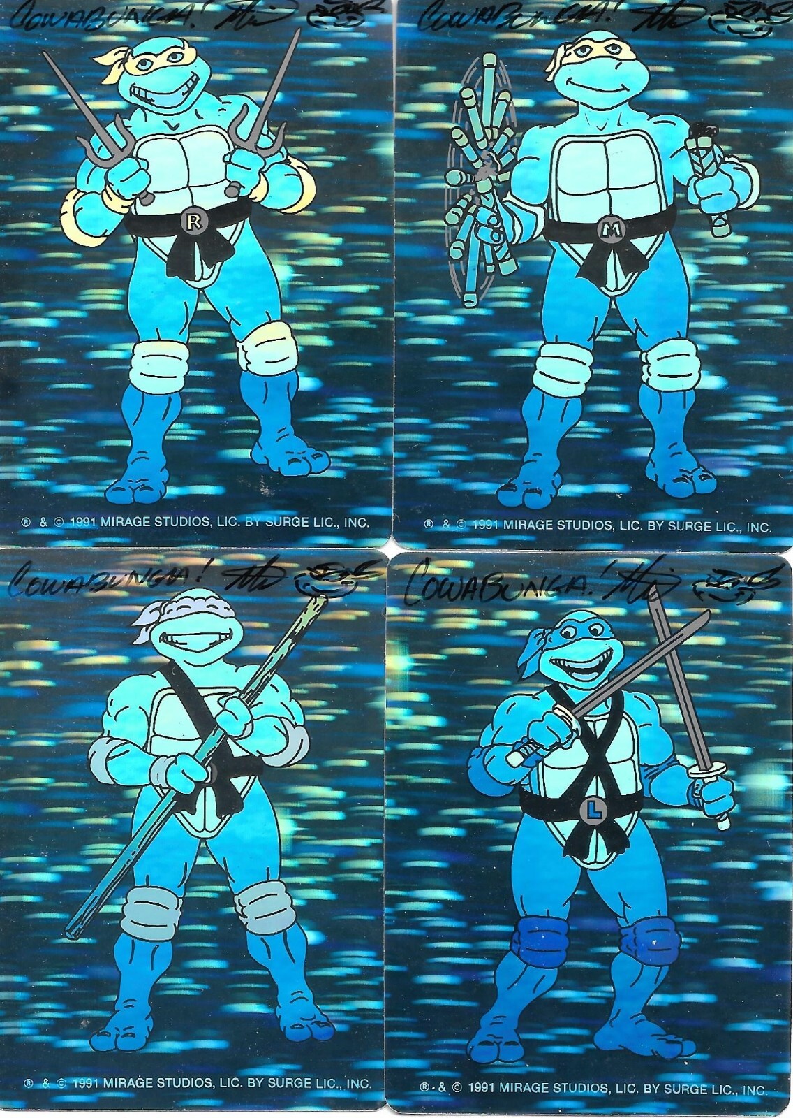 TMNT Hologram Signed Sticker Set of 4 Teenage Mutant Ninja Turtles ...