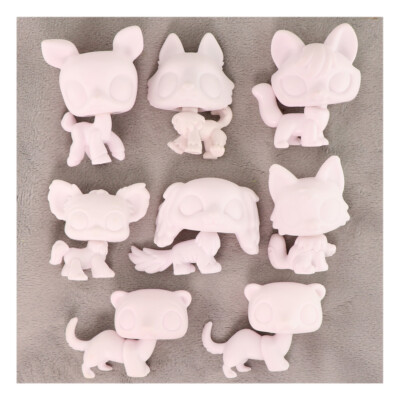8pcs LPS Blank White Bases Fox Wolf Cat Deer Chihuahua Ferret King ...