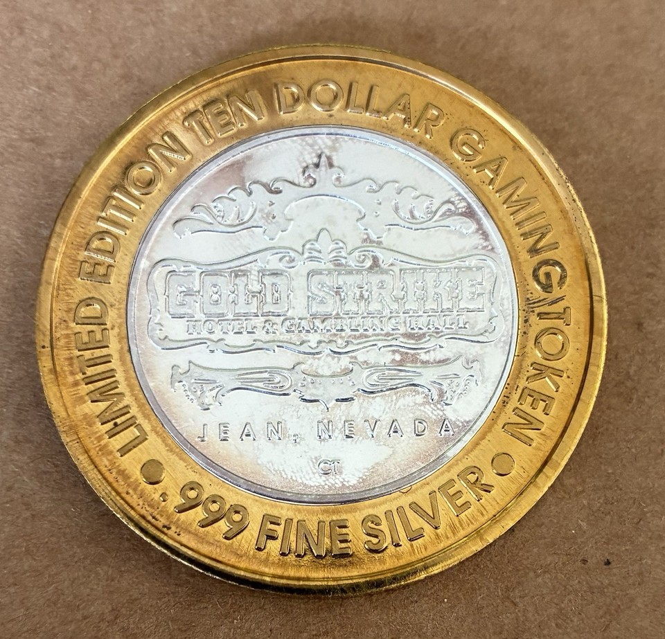 Gold Strike $10 Limited Edition .999 Fine Silver Gaming Token Jean ...