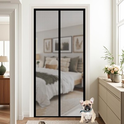 Magnetic Screen Door Self Sealing Fiberglass Mesh Entry Door Curtain ...