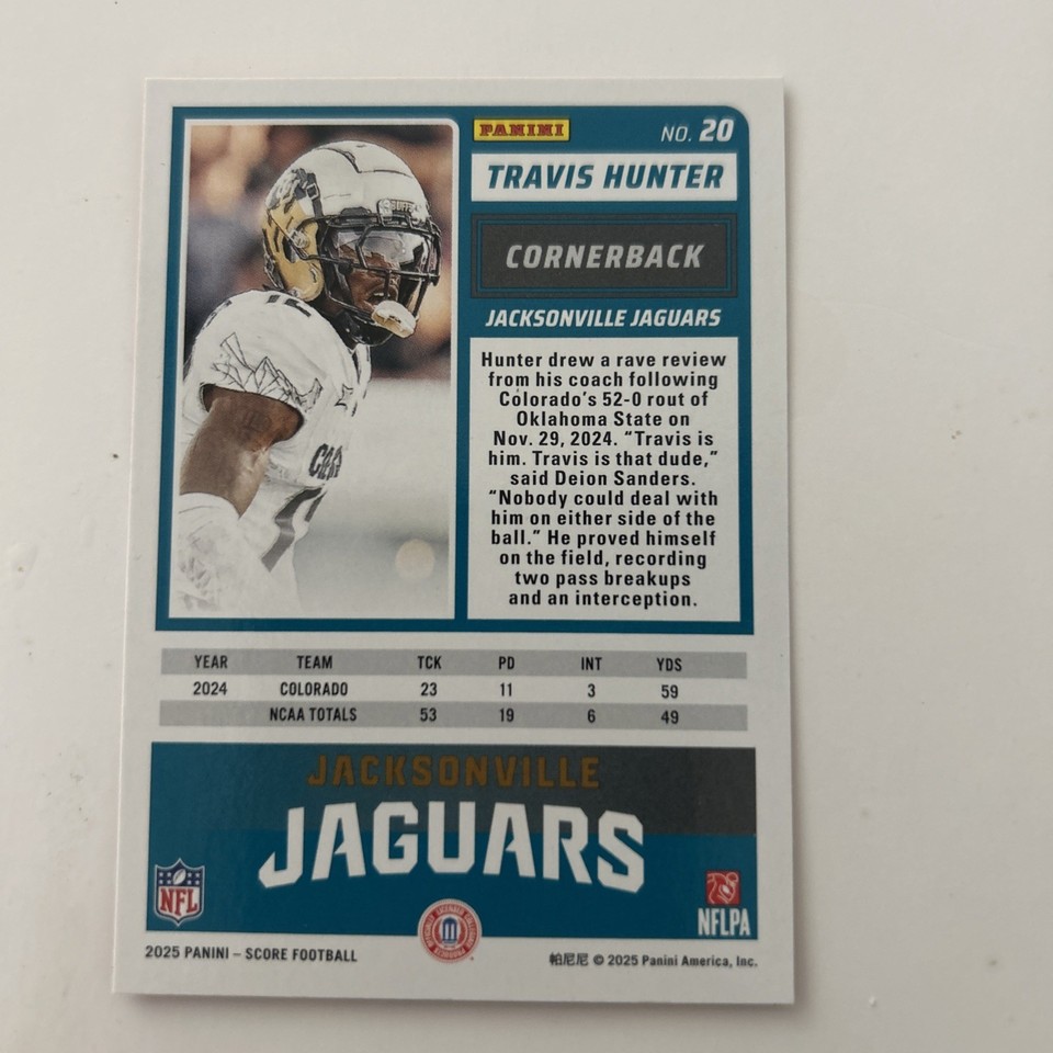 2025 Panini Travis Hunter Rookie Card RC Score A Treat Halloween Card ...