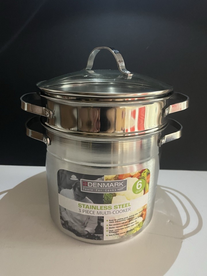 Denmark Stainless Steel 6 Quart 3 Piece Multi Cooker Steamer Pot | eBay