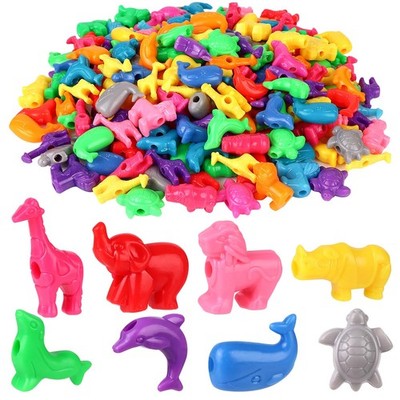 800 Pcs Animal Shaped Beads Animals Plastic Beads Colorful Marine and ...