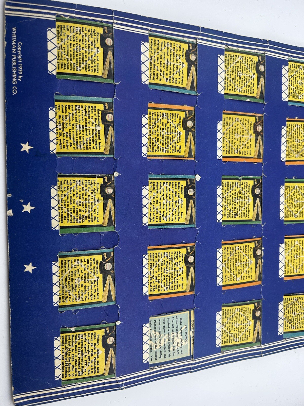 1930’s Diamond Matchbook Collector Baseball Player Full Sheet Super ...