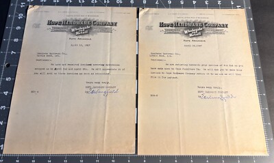 Antique 1920s Hope AR Arkansas HARDWARE COMPANY Letterhead BILLHEAD | eBay