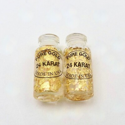 24K Yellow Gold Floating Flakes In Bottle Lot of 2 | eBay