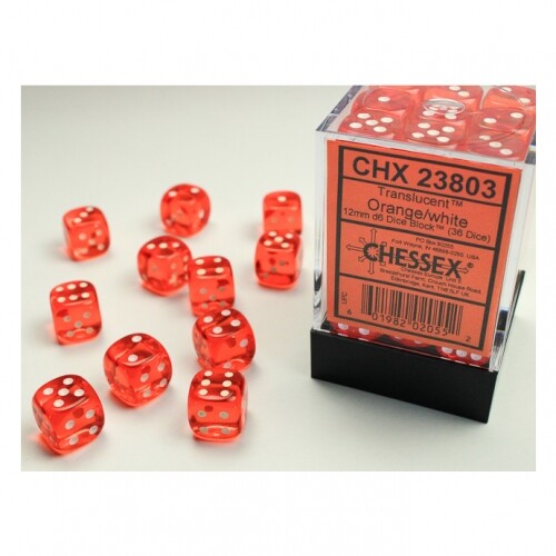 Dice - 12 MM - Translucent Orange/White ( Dice Set 36 X W6) | eBay