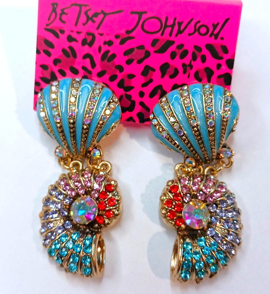Colorful MERMAID Ocean SHELLS Rhinestone Conch Sea Shell Betsey Johnson ...