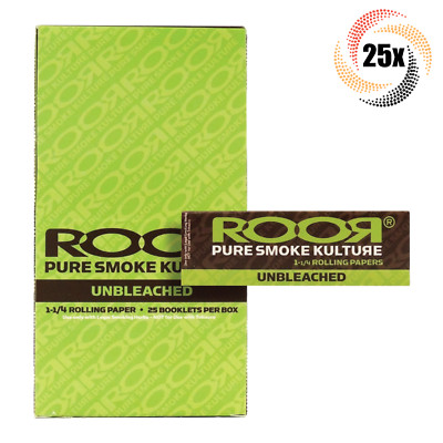 Full Box 25x Packs RooR Unbleached 1 1/4 Rolling Papers | 50 Papers Per ...