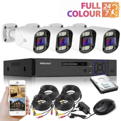 1080P HD CCTV 4 Camera System 4CH DVR Home Outdoor Security Kit with ...