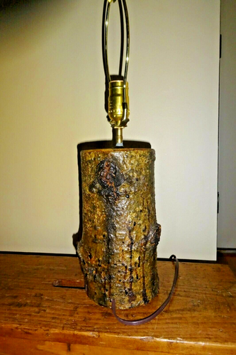 Rustic Wood lamp base with harp, wood is 10" tall 5 1/2" wide, works ...