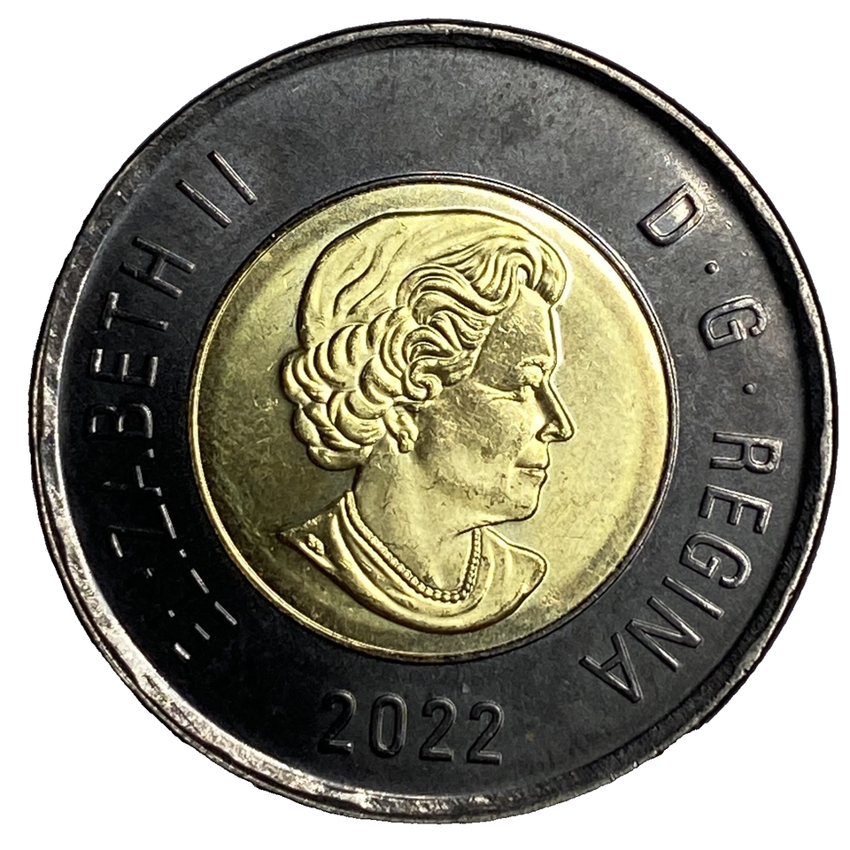 2022 CANADA 2 DOLLARS QUEEN ELIZABETH II BLACK RING COMMEMORATIVE ...