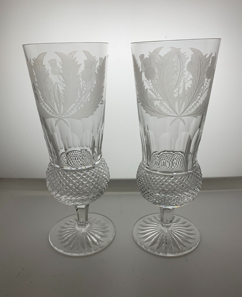 4 x Edinburgh Crystal Thistle Pattern Flute Champagne Glasses 6 3/4" | eBay