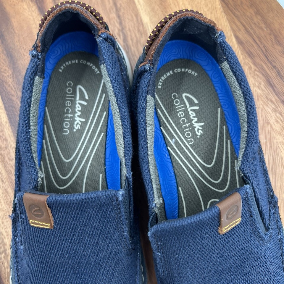 Size 9 M Clarks Mens Gerald Step Slip On Navy Canvas/suede Loafer ...