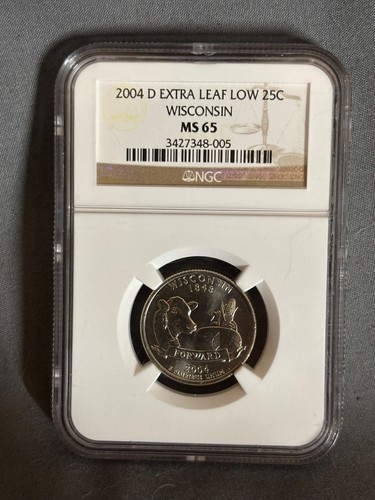 2004 D EXTRA LEAF LOW WISCONSIN STATE QUARTER NGC graded MS 65 006 | eBay