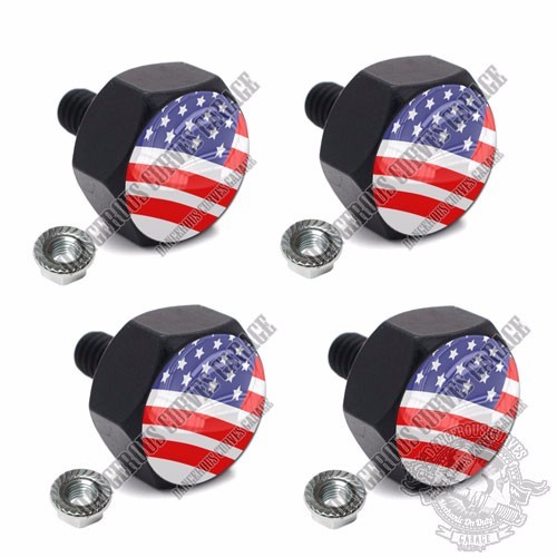 4 Black Billet Hex Lic Fastener License Plate Frame Tag Bolts USA ...