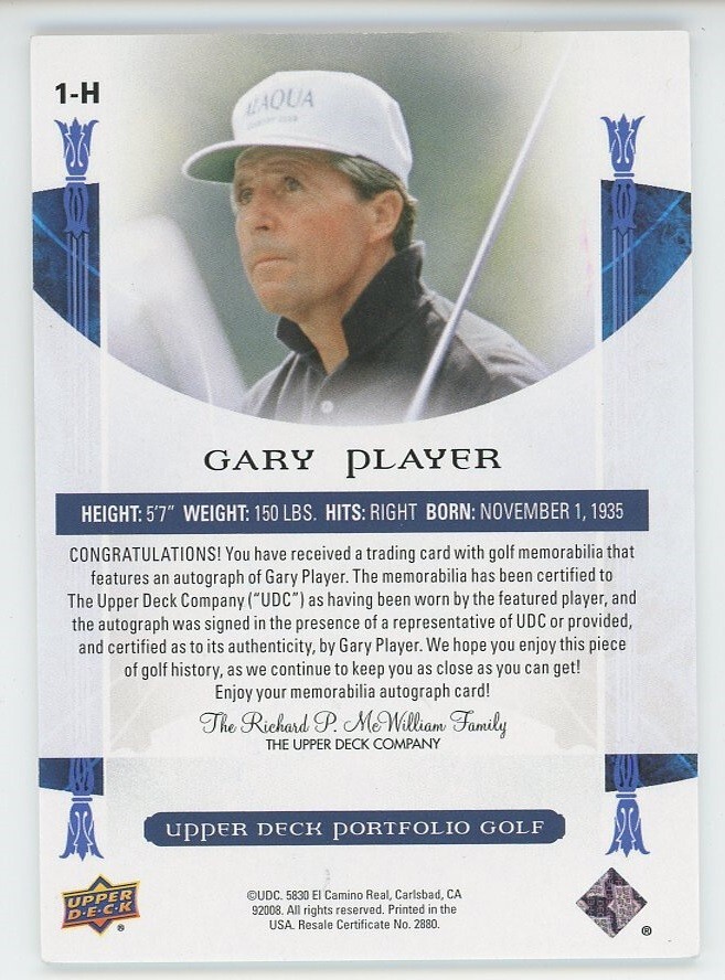 2024 UPPER DECK PORTFOLIO Gary Player ARTIFACTS AUTO SHIRT 10/10 | eBay