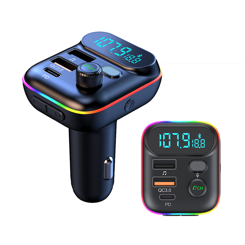 Bluetooth 5.0 Car Kit Wireless FM Transmitter Dual USB Charger Smart ...