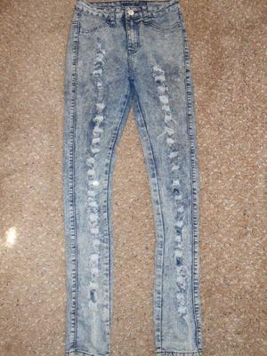 VIP JEANS Destroyed Distressed High Waist Acid Stretch Skinny Denim JR ...