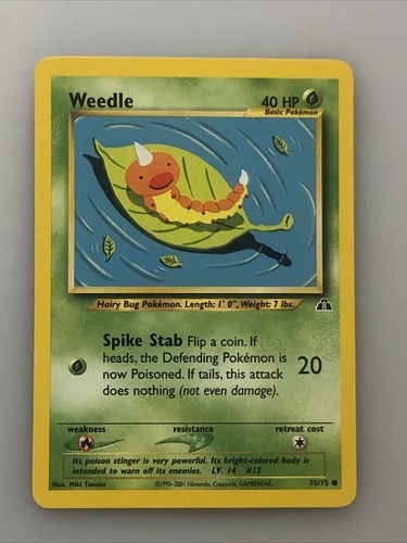 NM (1st edition) Pokemon WEEDLE Card NEO DISCOVERY Set 70/75 First Ed ...