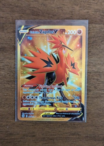 Pokemon TCG - Galarian Zapdos V 182/172 - Brilliant Stars - GOLD Full ...