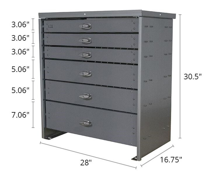 Stellar 24640, (6) Drawer Heavy-Duty Steel Toolbox- 30.5"H x 28"W x 16. ...