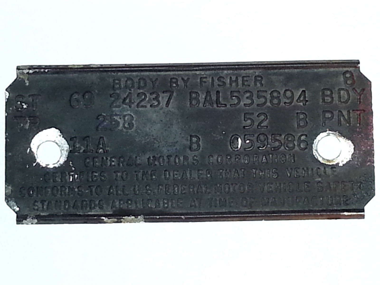 Ford Lincoln Mercury Factory Correct Door VIN Data Plate Tag Rivets ...