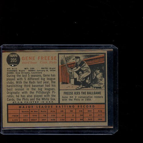 1962 Topps Gene Freese #205 Cincinnati Reds | eBay