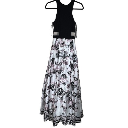Blonde Nites Women Prom 5 juniors Dress Formal floral sheer Black white ...