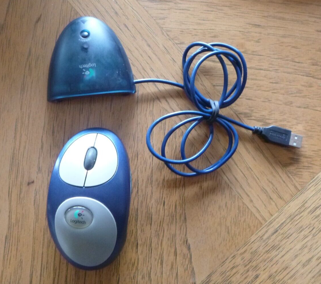 Logitech Vintage Mouse Reciver And Cordless Mouse N231 Set Laptop PC | eBay