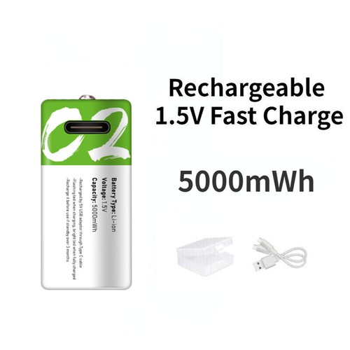 USB C2 Li-ion Rechargeable Battery 1.5V Fast Charge Type C Cable ...