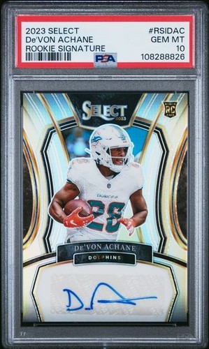 Devon Achane RC Auto 2023 Panini Select Rookie Signatures /199 PSA 10 ...