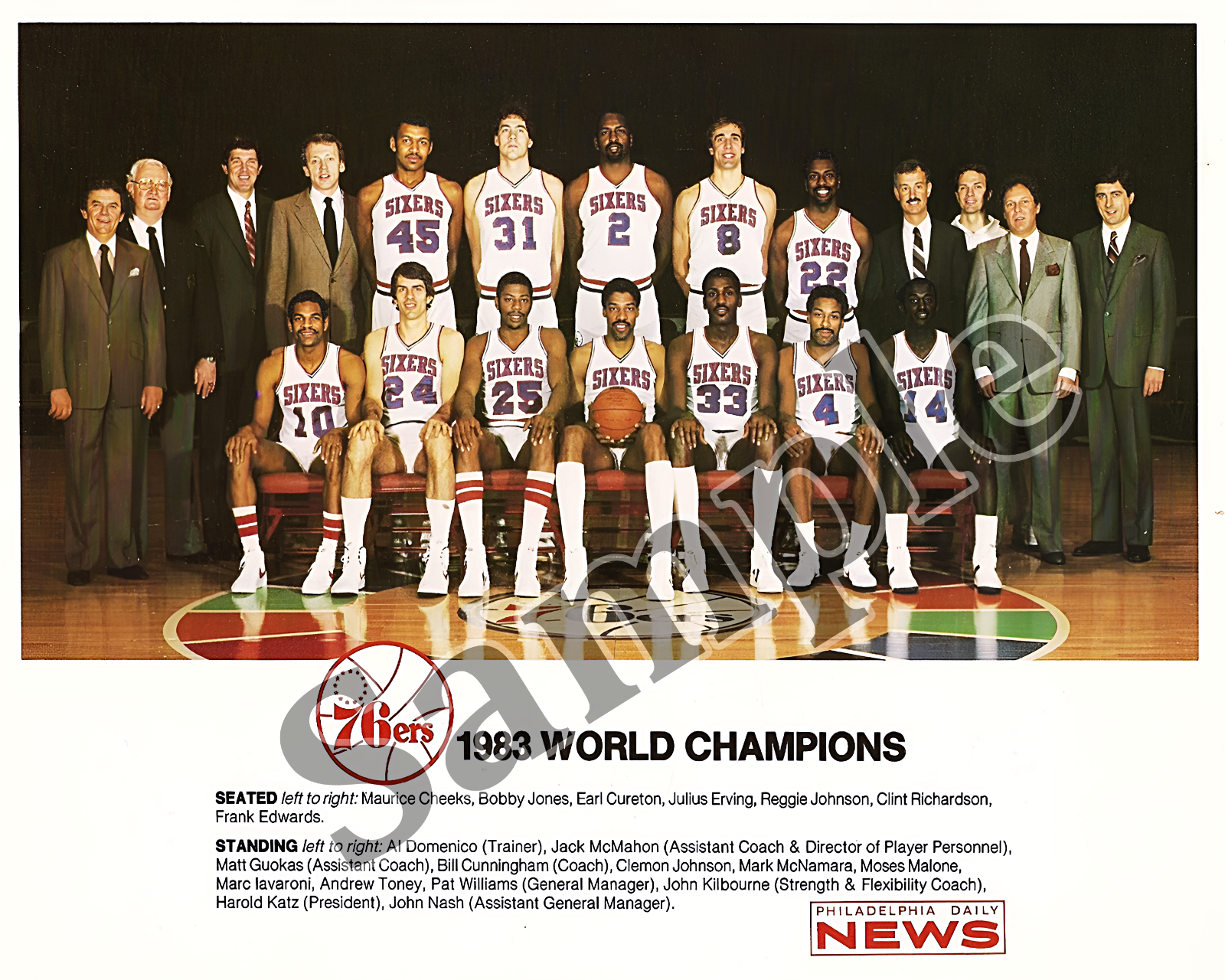 NBA 1983 Philadelphia 76ers World Champions Color Team Picture 8 X 10 ...
