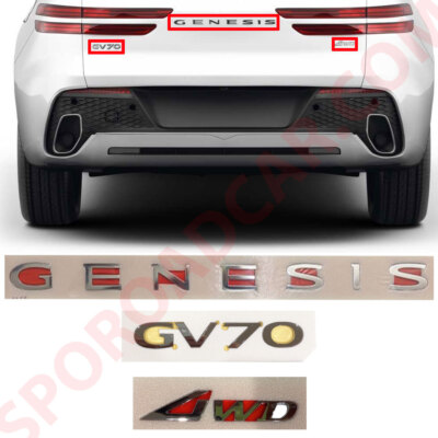 Rear Trunk GENESIS G90 AWD Logo Emblem 3P for Hyundai Genesis GV70 2021 ...