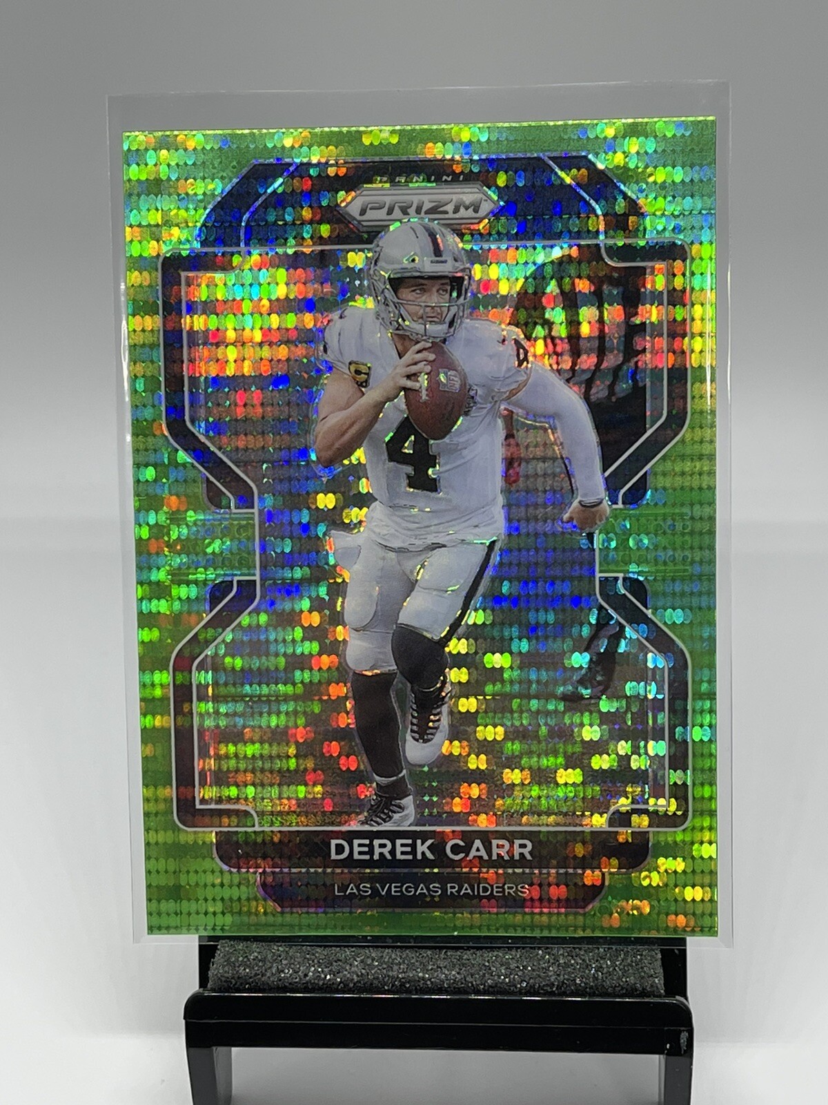 2021 Panini Prizm Derek Carr Neon Green Pulsar Prizm SP #179 Las Vegas ...