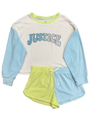 Justice Girls Blue Lime Green Pajamas Lounge Shirt Shorts Sleep Set | eBay