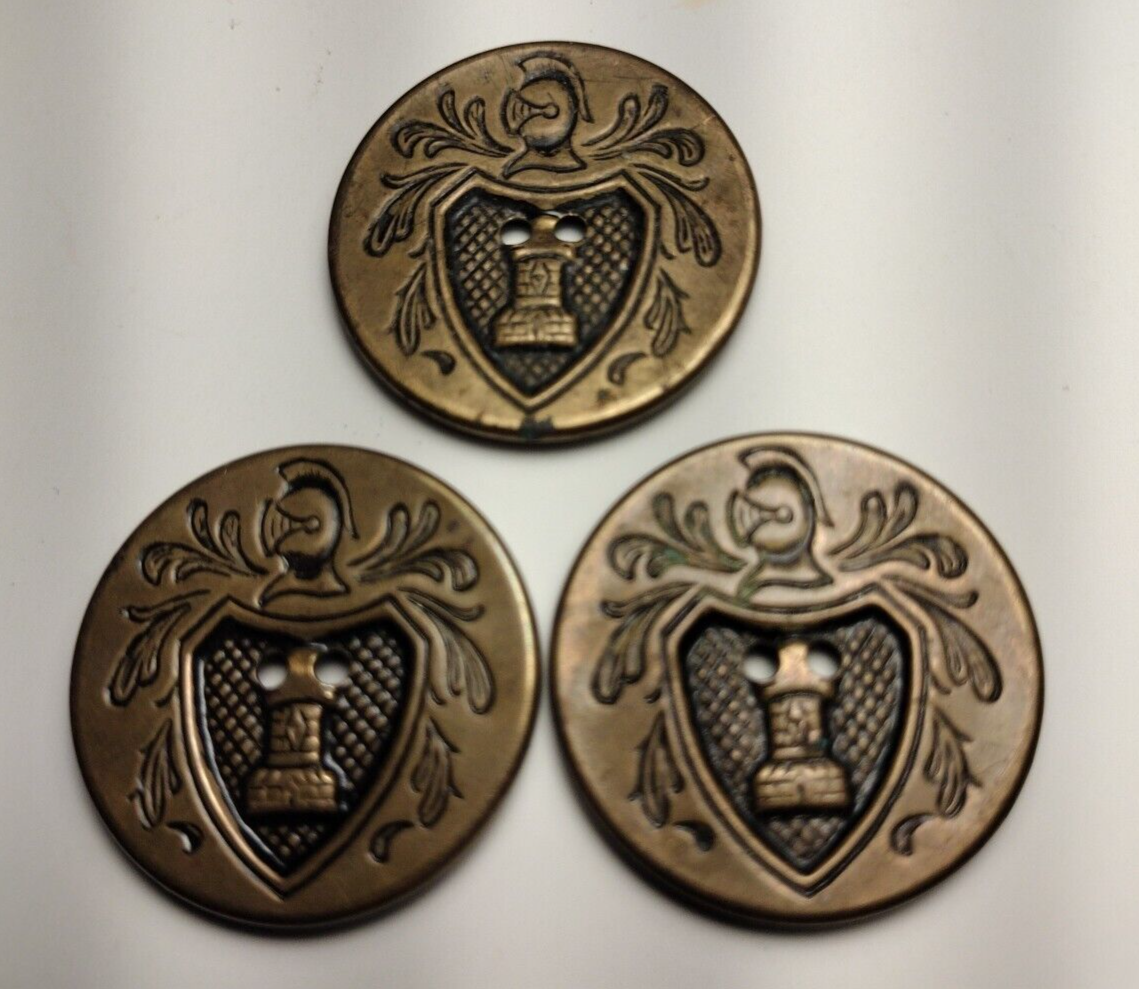 3 Vintage Brass Buttons 1 1/16" Crest Shield Rook Helmet | eBay