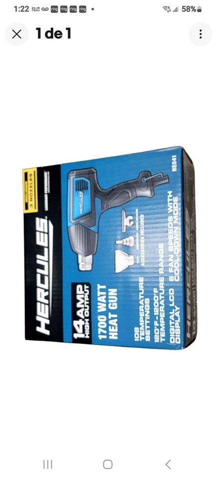 Hercules 14 Amp.1700 watts heat gun.with digital LCD display ,fan 6 ...
