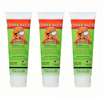 THE HAPPY COW UDDER BALM SKIN CREAM LOTION - 2.89OZ TUBE Travel Size, 3 ...