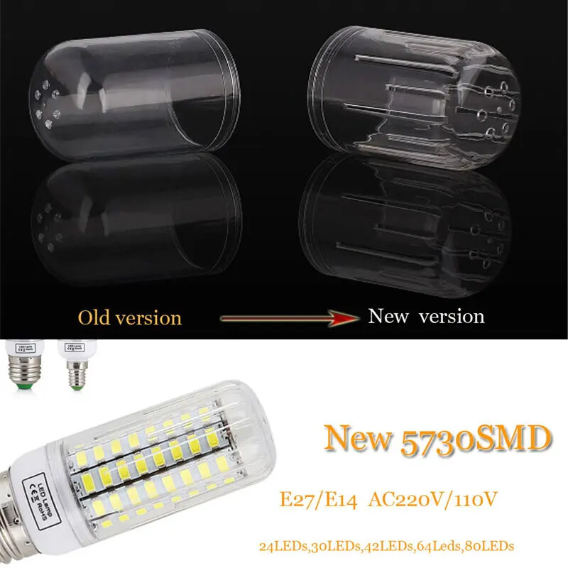 E27 E14 LED Lamp 5730 SMD Corn Lamp Bulbs 220V 24 30 64 80LEDs 7W 12W ...