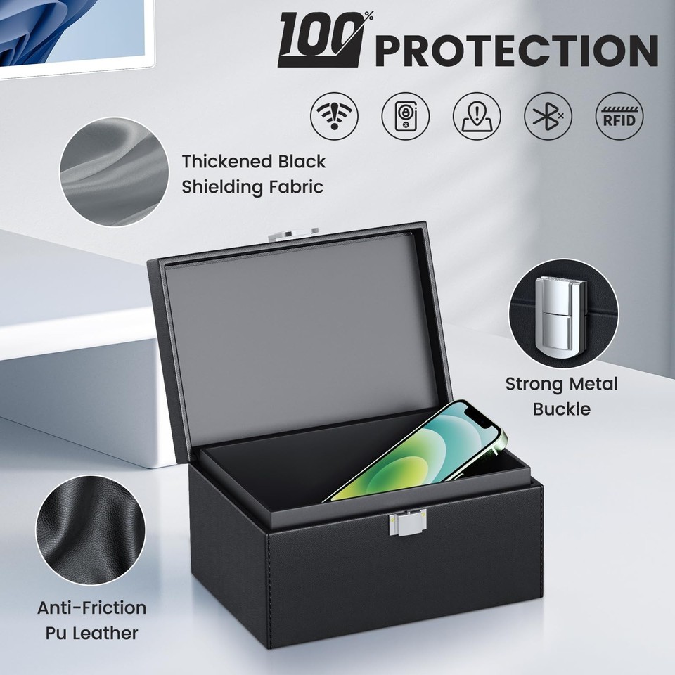 Faraday Box Key Fob Protector, Faraday Box with 2 Pack Faraday Bags ...