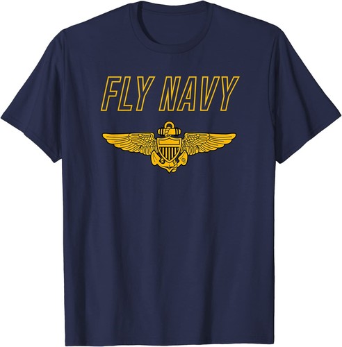 Fly Navy Shirt Classic Naval Officer Pilot Wings Tee Size S-5XL | eBay
