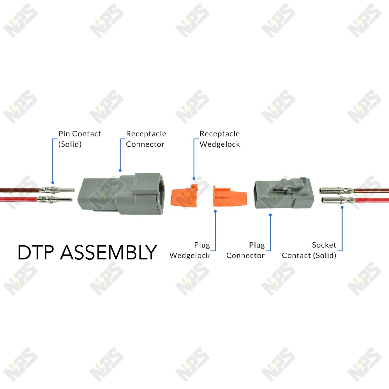 2 x Deutsch DTP 2 Way Pin Connector Plug Kit Waterproof 10-14 AWG DTP2 ...