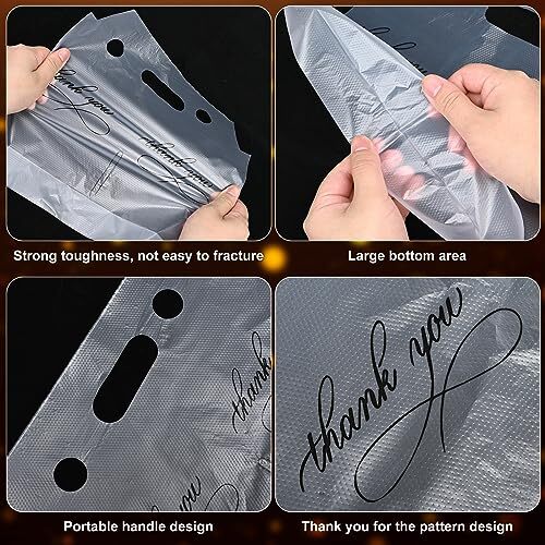1000 Count Handle Drinking Poly Bags, Thank You Clear Plastic Packaging ...