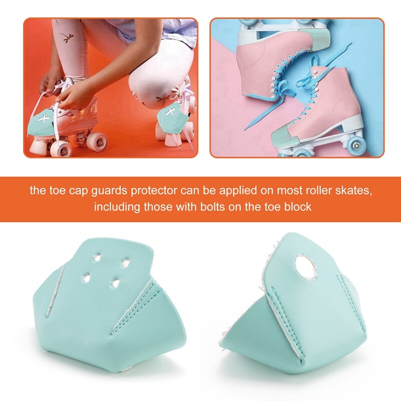 1 Pair Roller Skates Toe Guards Protectors PU Roller Skate with 4 ...