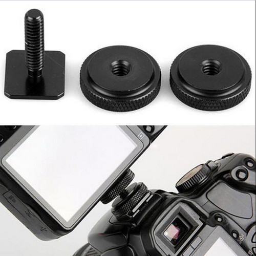 1/4" inch Dual Nuts Tripod Mount Screw To Flash Camera Hot Shoe Adapter ...