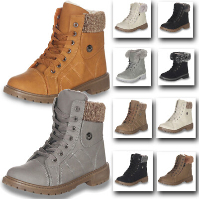 Damen Stiefeletten Boots Booty Gefüttert Winterschuhe Schuhe Stiefel Schnürer 30 | eBay.de